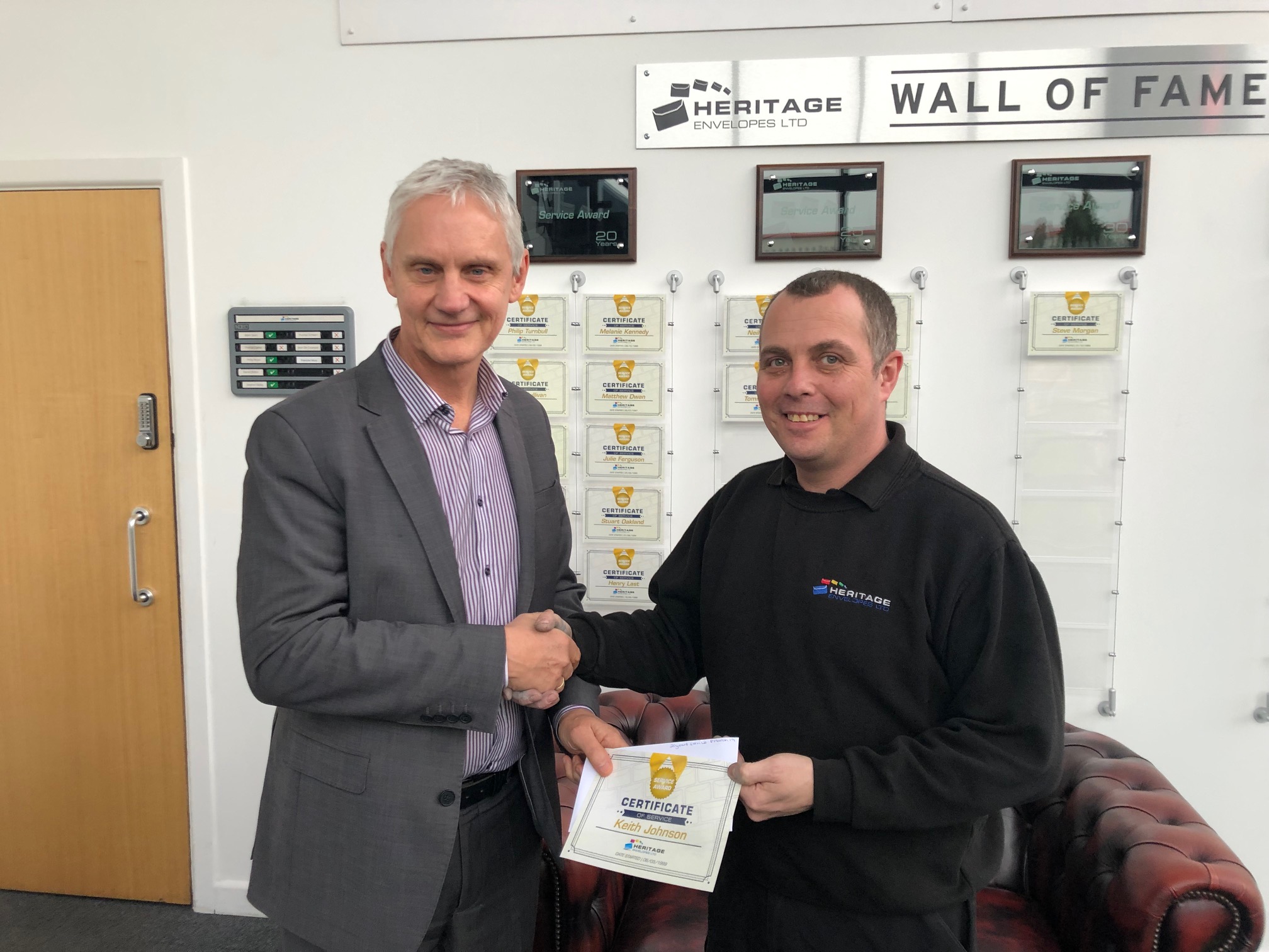 Keith Johnson – 20 Years Service - Heritage Envelopes